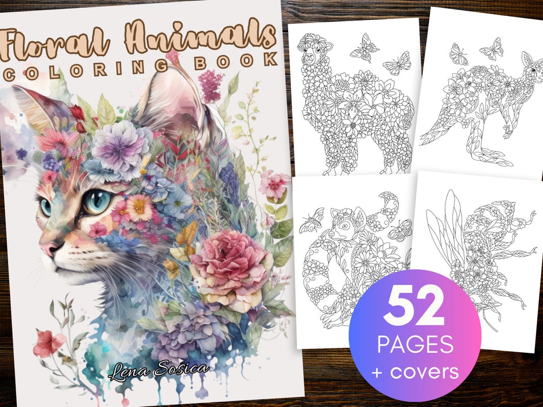 Floral Animals Coloring Book: 50+ Intricate Designs (instant Download ...