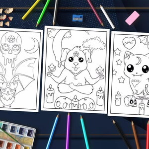 Creepy Kawaii Pastel Goth Coloring Book: Cute Horror Spooky Chibi ...
