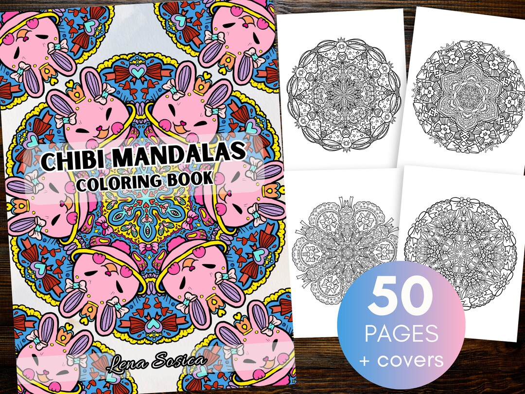 50 Cute Chibi Mandalas Coloring Book: Cute Kawaii Ribbon Fantasy ...