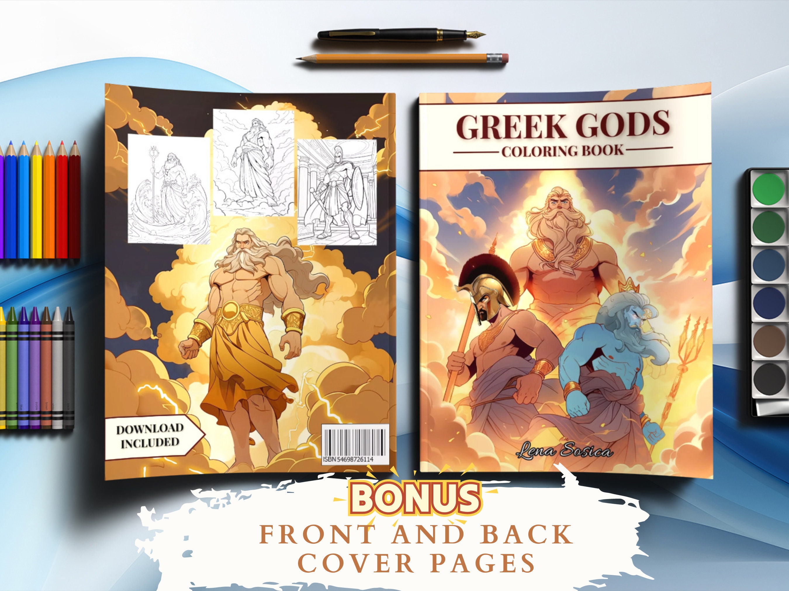 Greek Gods Coloring Book: the Men of Mount Olympus in a World of Color ...