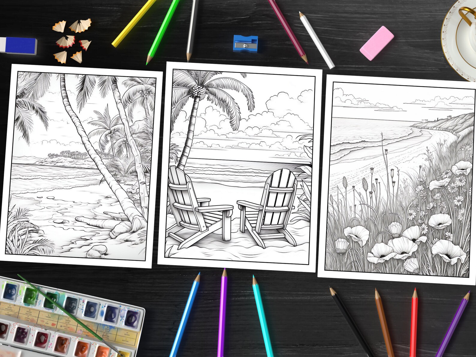 Beach Landscape Coloring Book: Discover the Beauty of Coastal Serenity ...