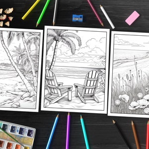 Beach Landscape Coloring Book: Discover the Beauty of Coastal Serenity ...