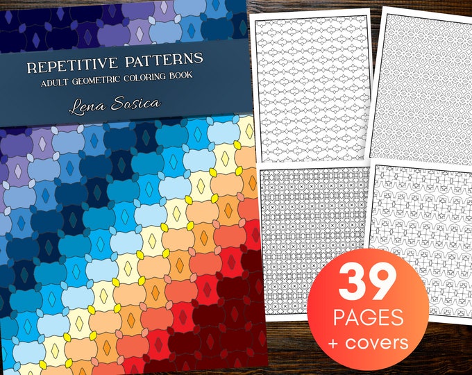 Set of 34 Printable Coloring Pages With Geometric Designs, Kids and ...