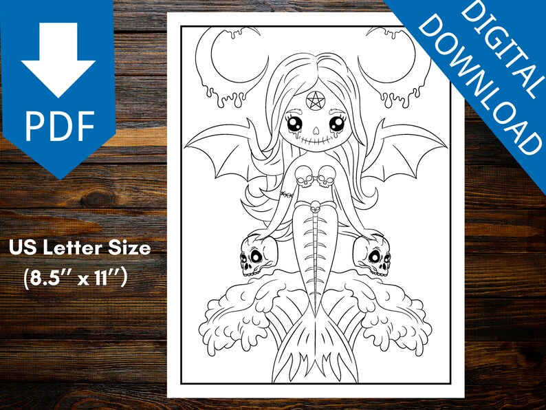 Creepy Kawaii Pastel Goth Coloring Book: Cute Horror Spooky Chibi ...