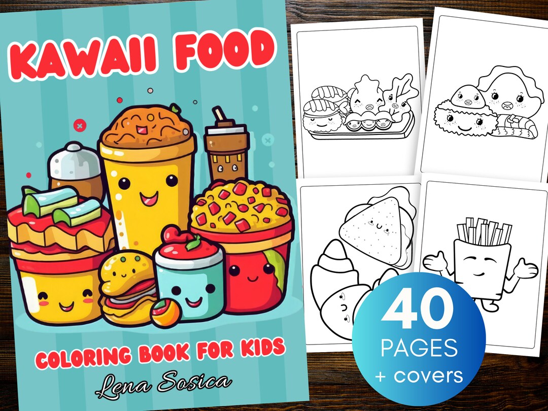 Kawaii Food Coloring Book for Kids: Simple and Fun Coloring Pages - Etsy