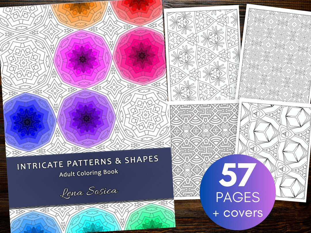 Intricate Patterns & Shapes Adult Coloring Book, 57 Captivating Designs ...