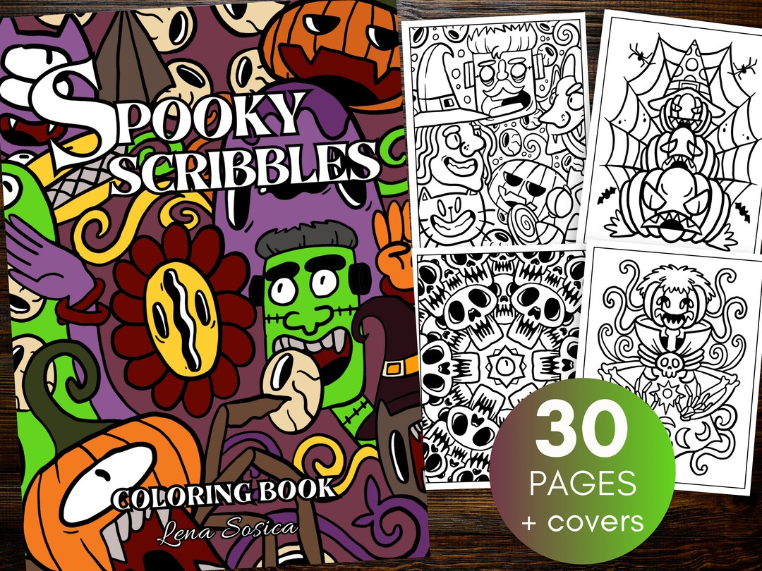 Spooky Scribbles Coloring Book: Dive Into the World of Halloween Doodle ...