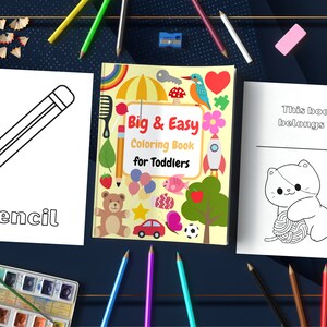 Big & Easy Coloring Book for Toddlers: 65 Easy Coloring Pages of Cute ...