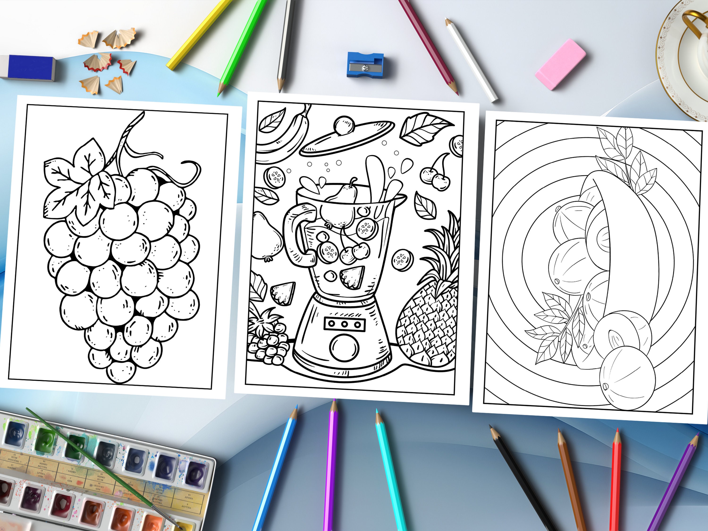 Fruits Coloring Book: A Juicy Coloring Adventure (printable Pages) - Etsy