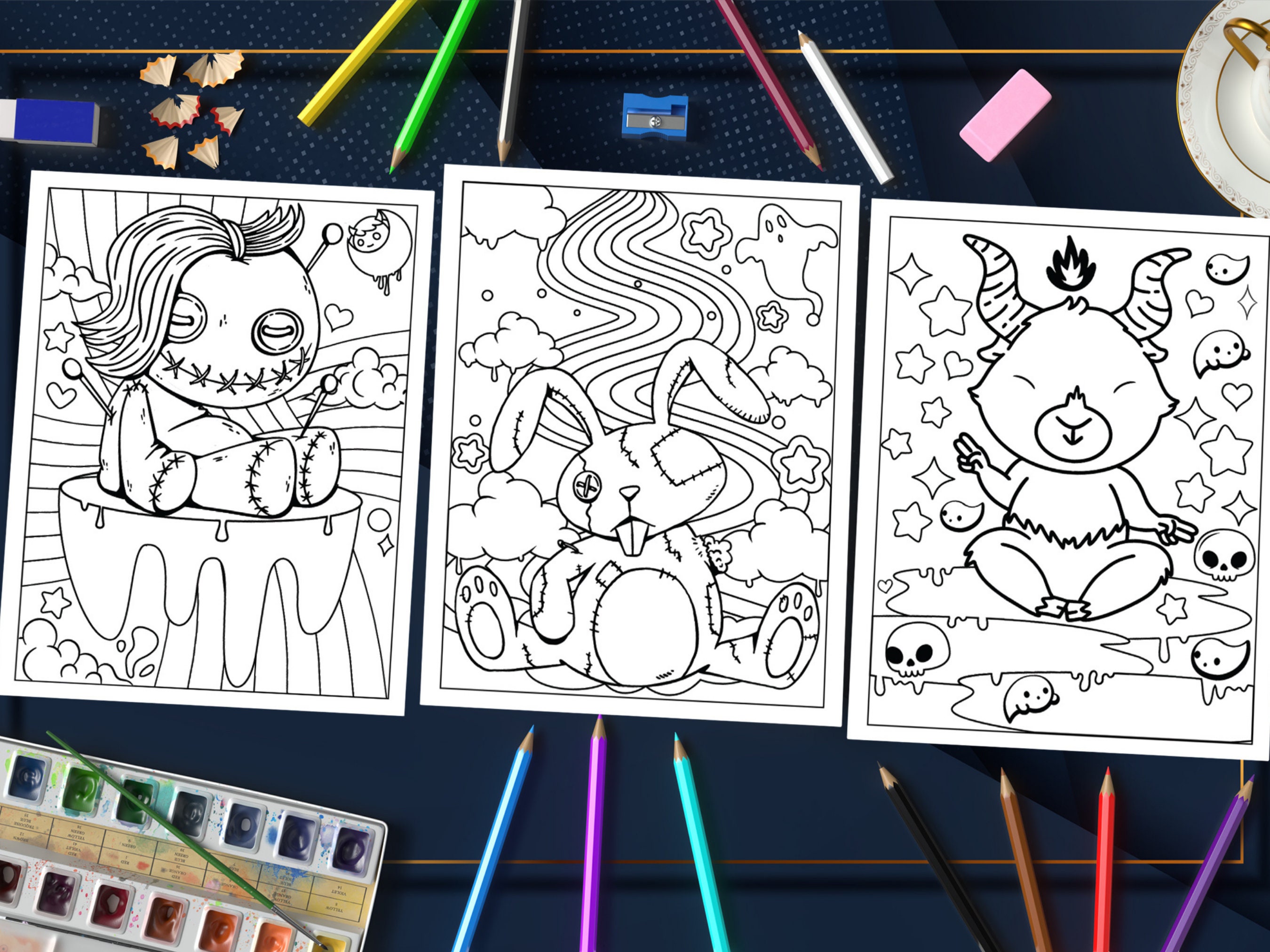 Creepy Kawaii Pastel Goth Coloring Book: Place Where Cute Meets Creepy ...