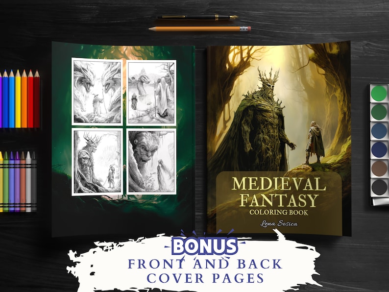 Medieval Fantasy Coloring Book: Journey Through Enchanted Realms and ...