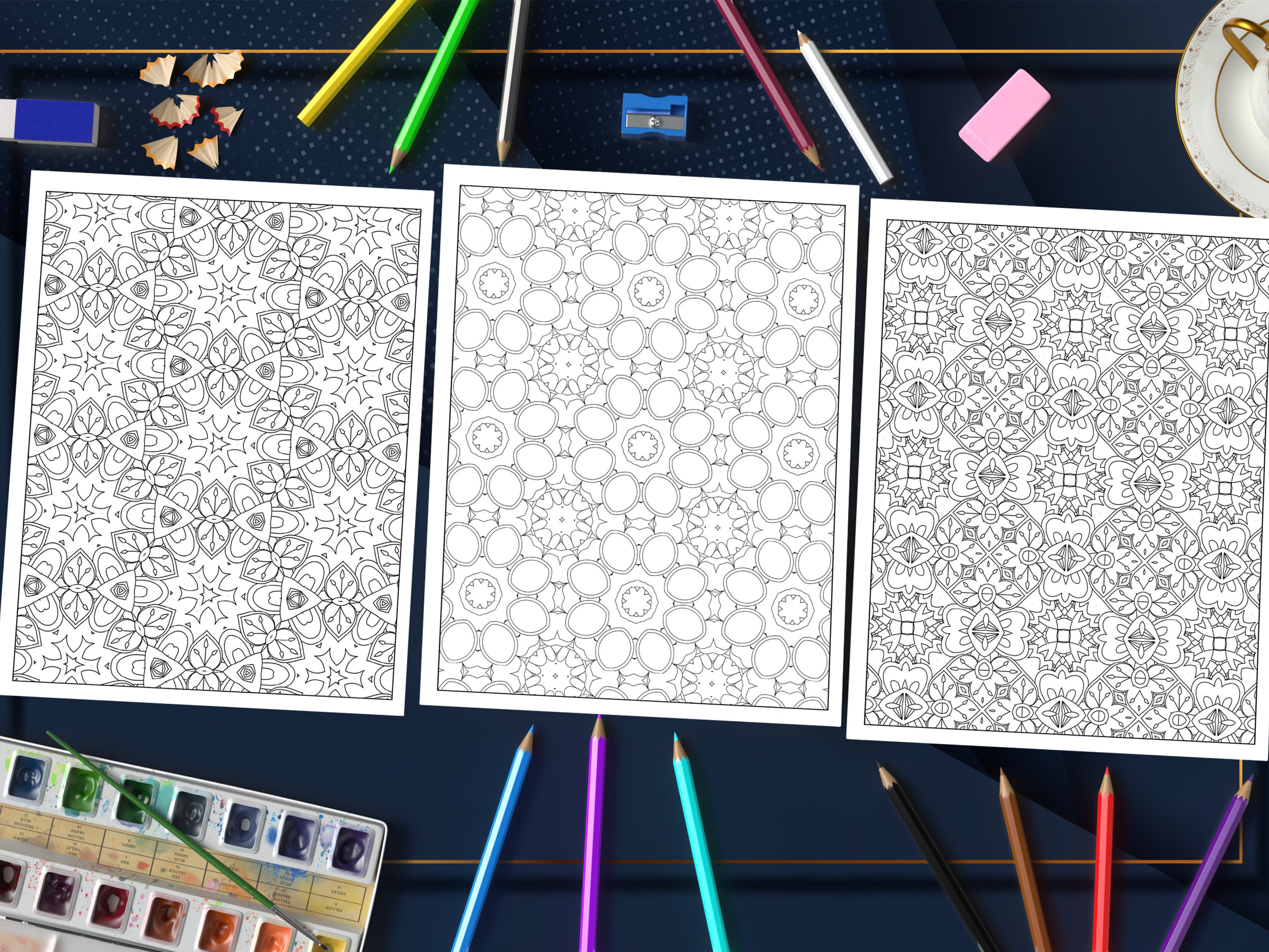 Mixed Geometric Patterns Adult Coloring Book: A Coloring Journey for ...