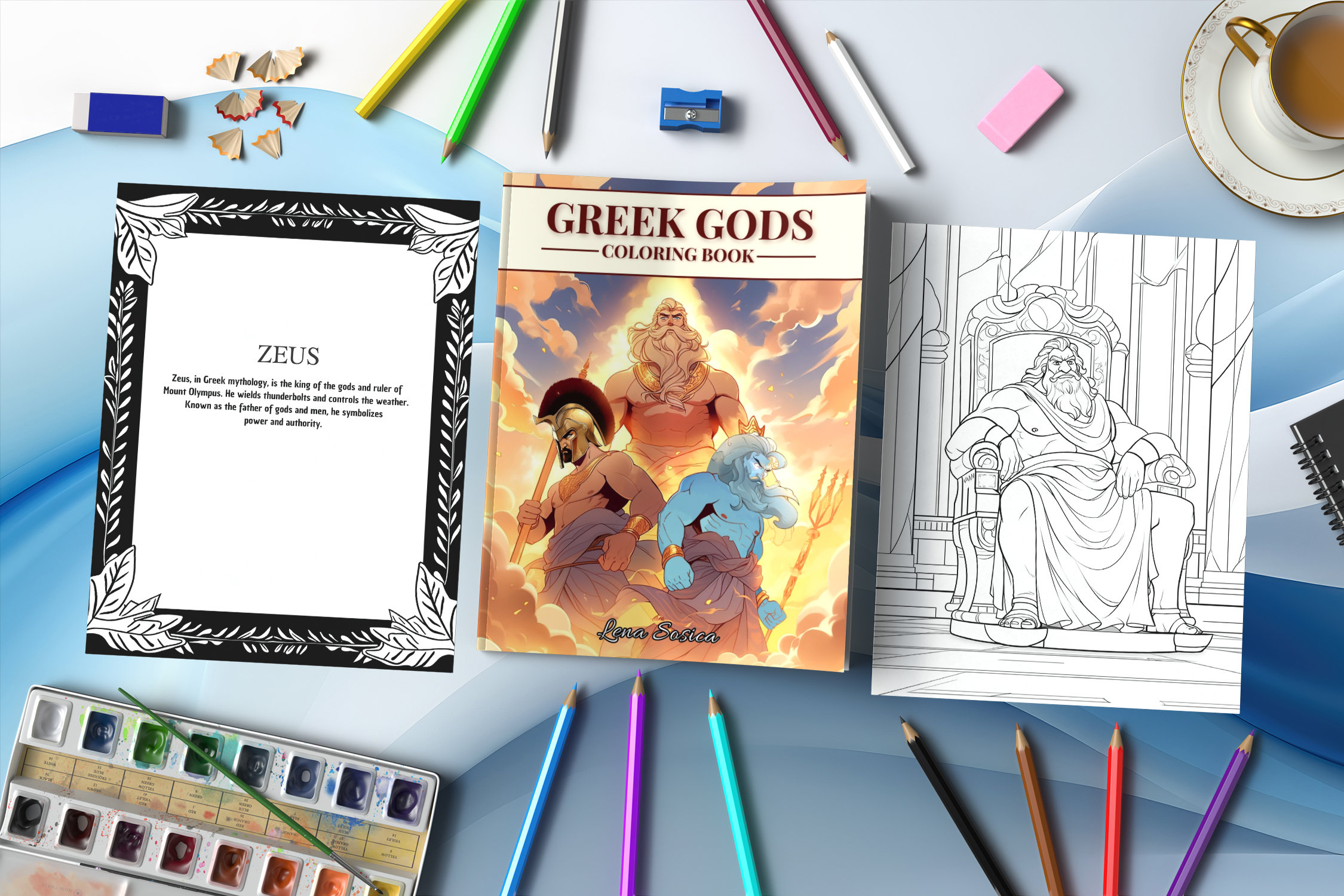 Greek Gods Coloring Book: the Men of Mount Olympus in a World of Color ...