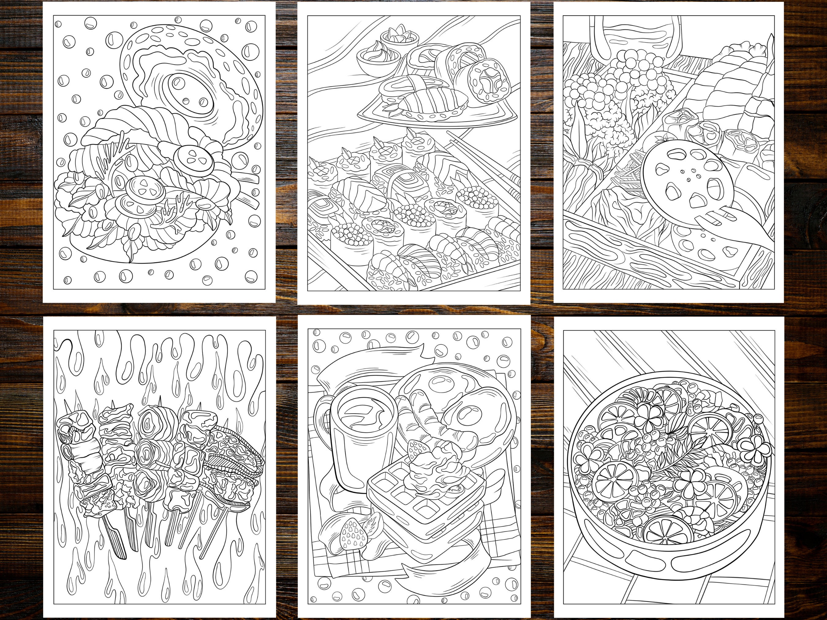 Anime Food Coloring Book: Sushi, Ramen, Sweets (printable Pages) - Etsy