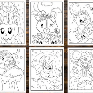 Creepy Kawaii Pastel Goth Coloring Book: Cute Horror Spooky Chibi ...
