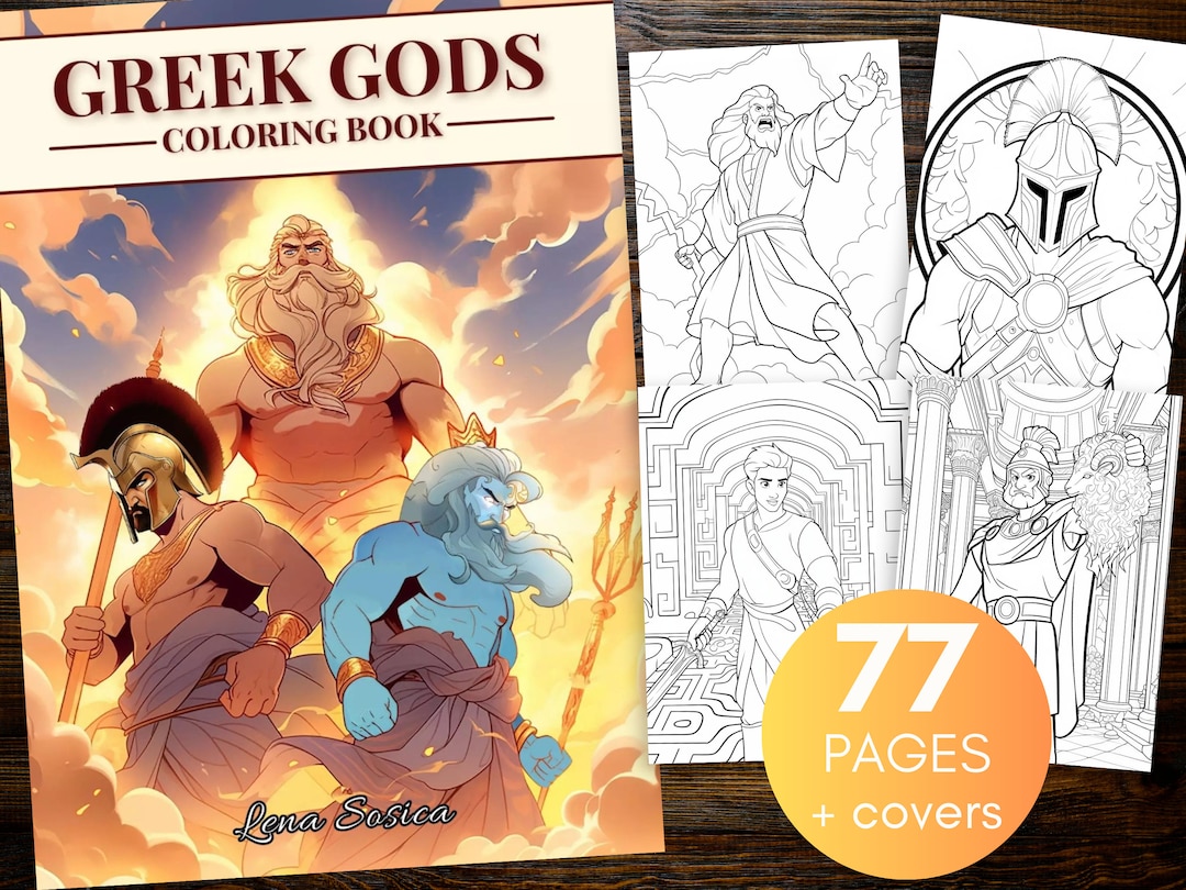 Greek Gods Coloring Book: the Men of Mount Olympus in a World of Color ...
