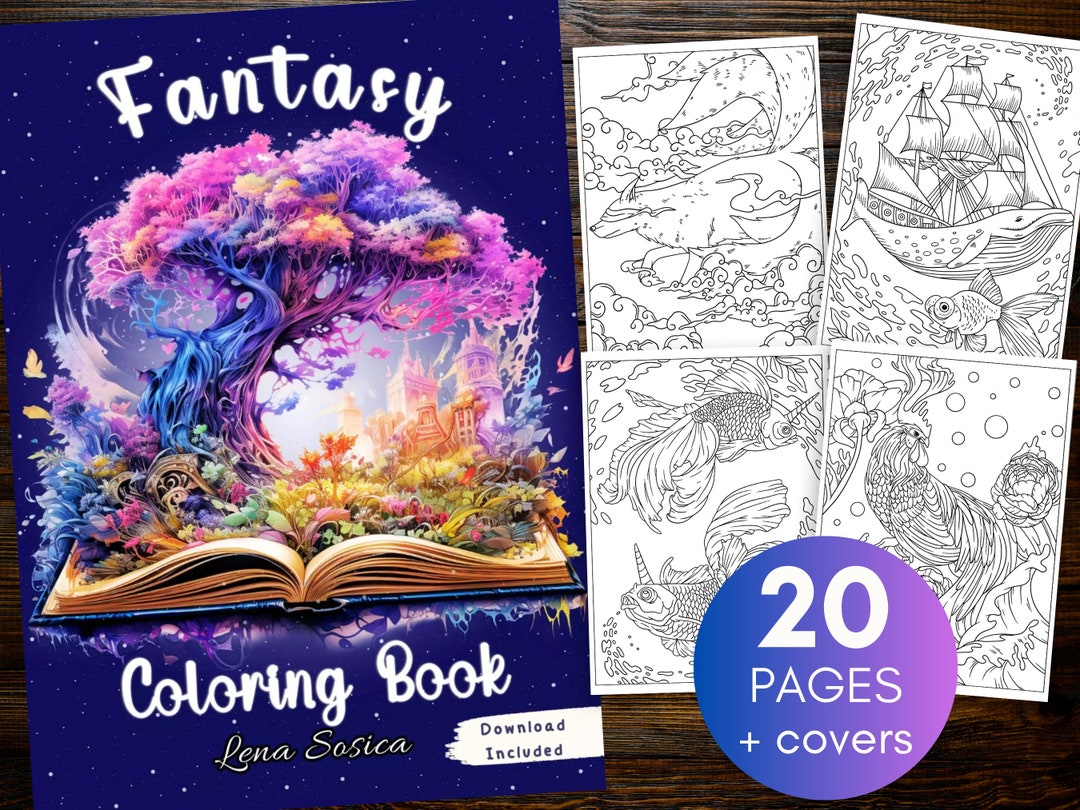 Fantasy Coloring Book: Journey Through Enchanted Realms - Etsy