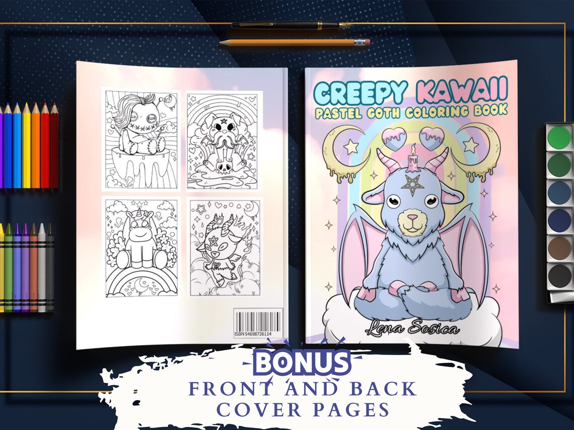 Creepy Kawaii Pastel Goth Coloring Book: Place Where Cute Meets Creepy ...
