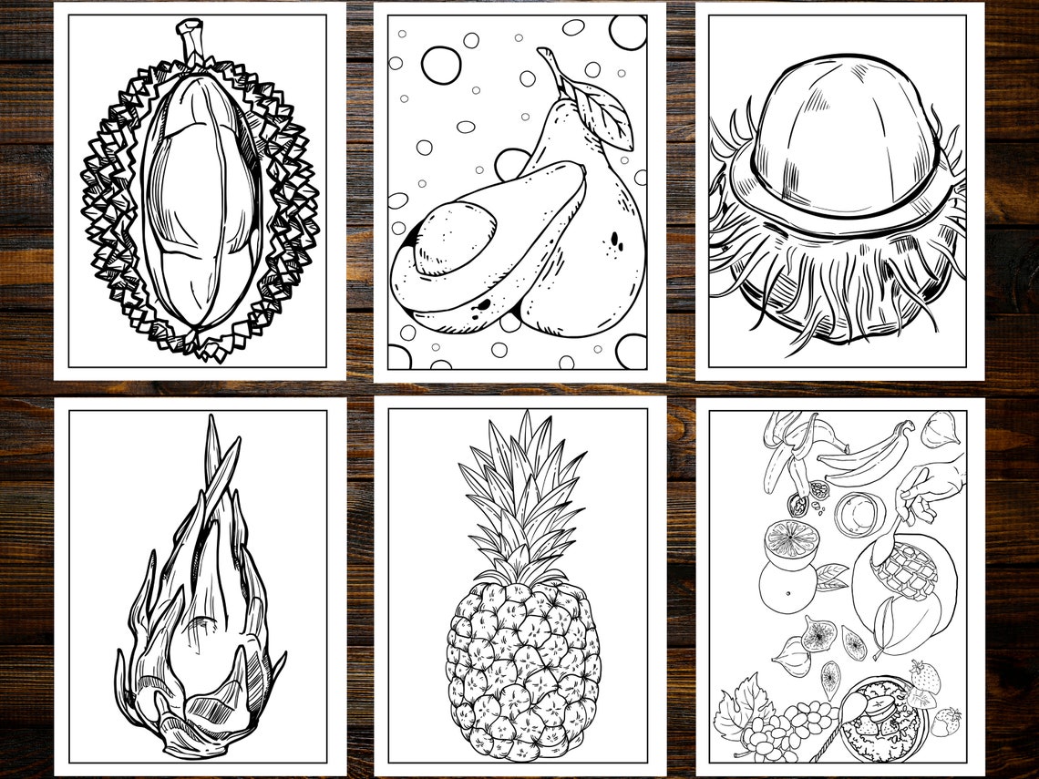 Fruits Coloring Book: A Juicy Coloring Adventure printable Pages - Etsy