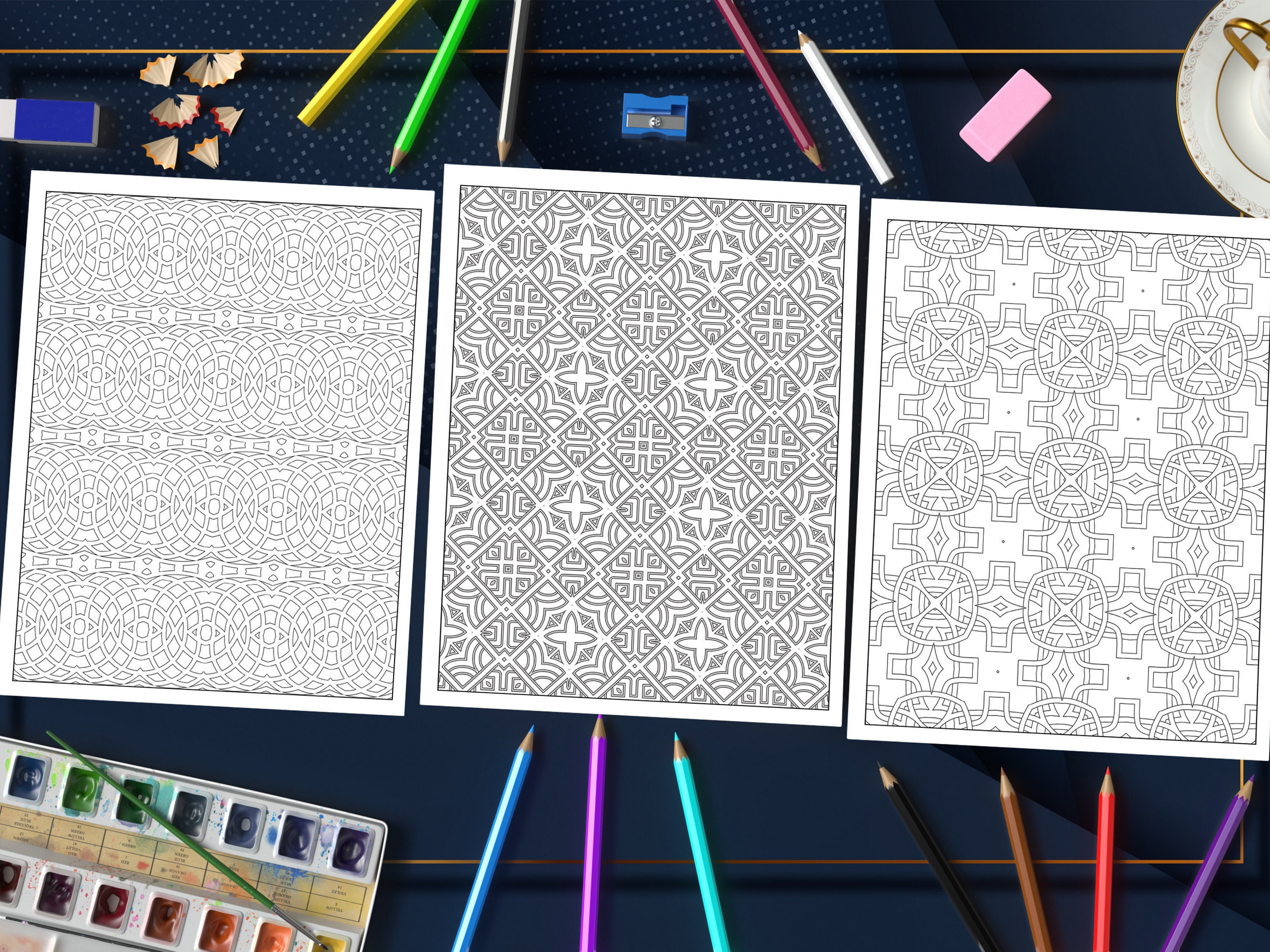 Intricate Patterns & Shapes Adult Coloring Book, 57 Captivating Designs ...