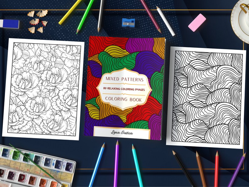Mixed Patterns Coloring Book: 80 Relaxing Coloring Images (geometric ...