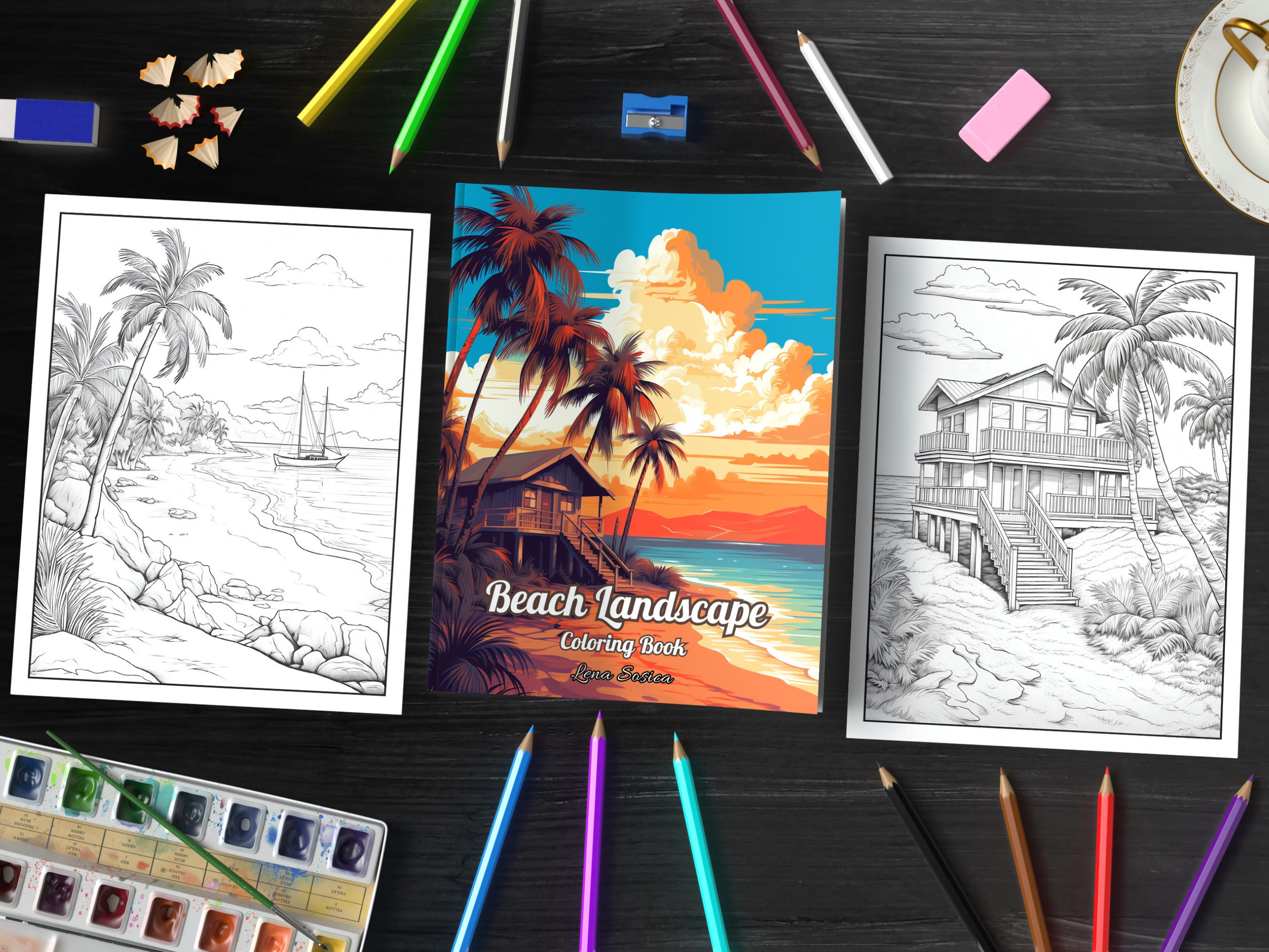 Beach Landscape Coloring Book: Discover the Beauty of Coastal Serenity ...