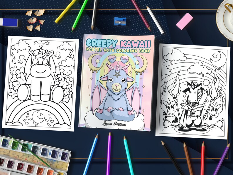 Creepy Kawaii Pastel Goth Coloring Book: Place Where Cute Meets Creepy ...