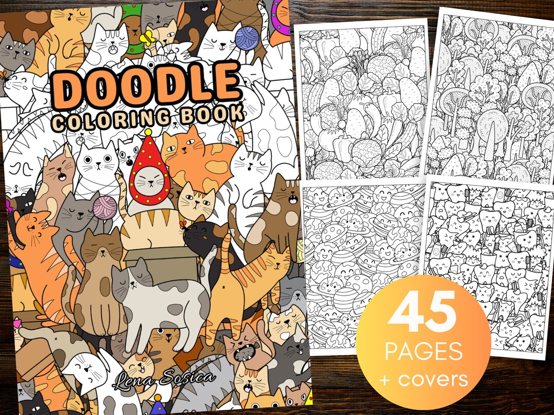 Doodle Coloring Book: 45 Handcrafted Printable Pages (instant Download ...