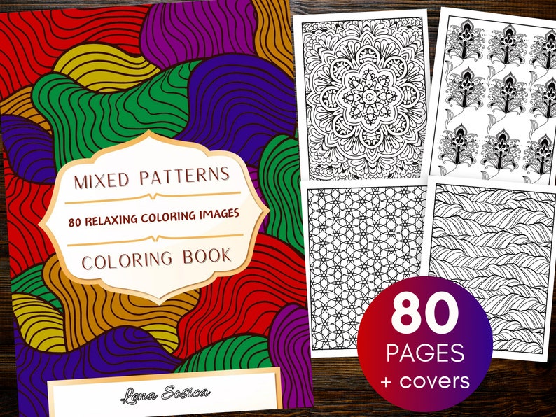 Mixed Patterns Coloring Book: 80 Relaxing Coloring Images (geometric ...