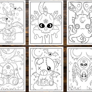 Creepy Kawaii Pastel Goth Coloring Book: Cute Horror Spooky Chibi ...