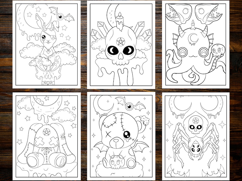 Creepy Kawaii Pastel Goth Coloring Book: Cute Horror Spooky Chibi ...