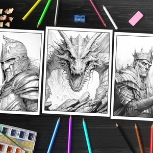 Medieval Fantasy Coloring Book: Journey Through Enchanted Realms and ...