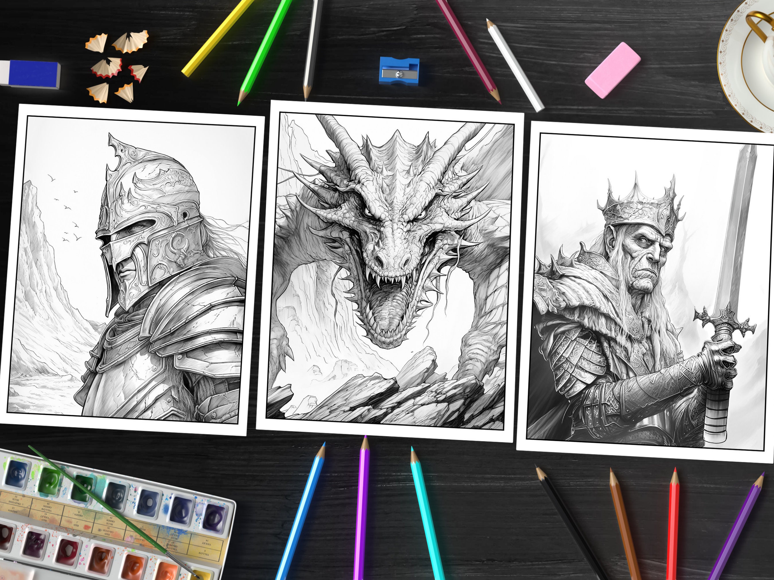 Medieval Fantasy Coloring Book: Journey Through Enchanted Realms and ...