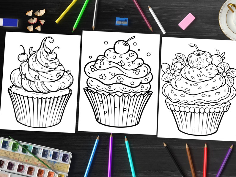 Cupcakes Coloring Book: Create Your Own Cupcake Wonderland (printable ...