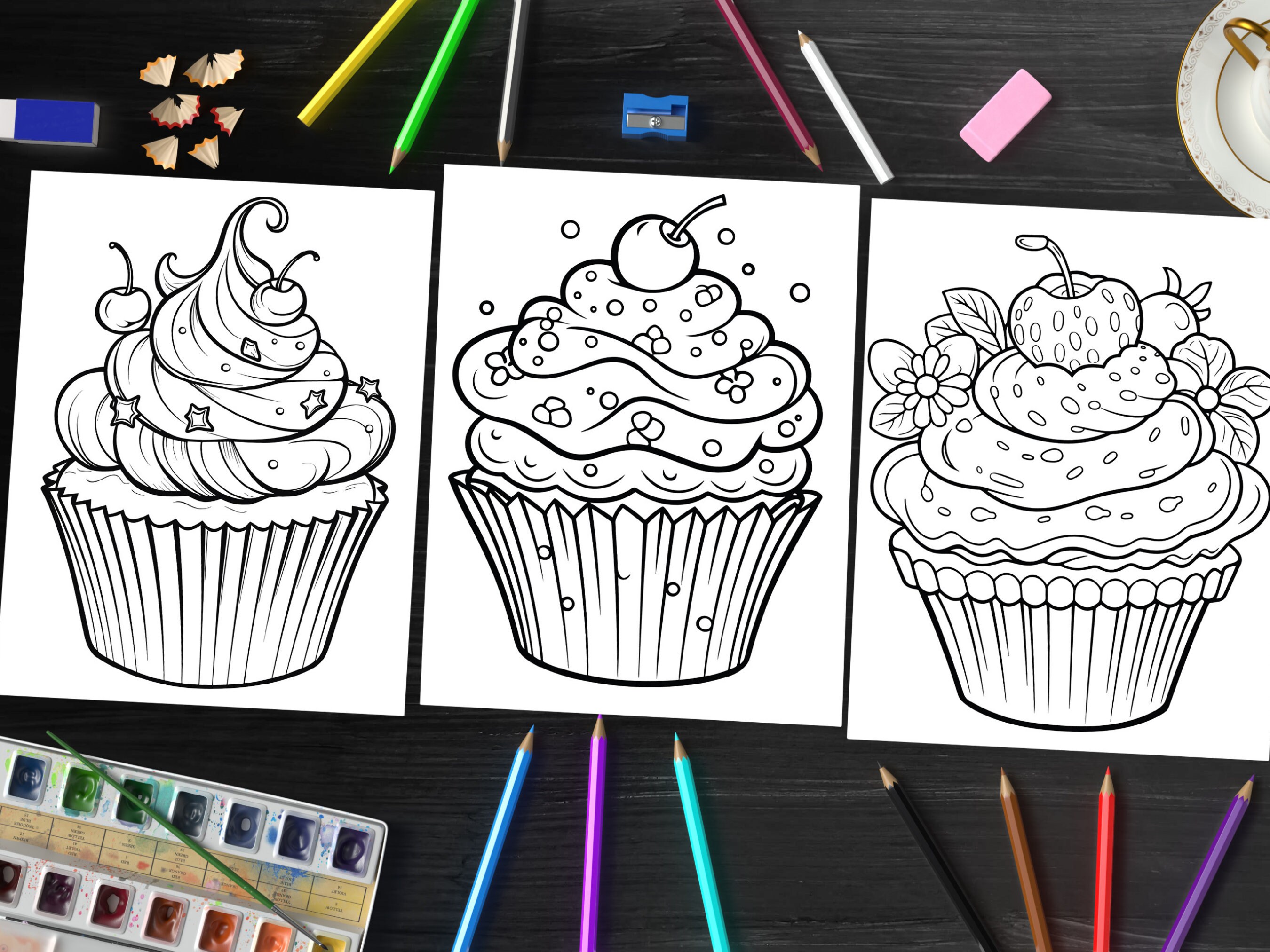 Cupcakes Coloring Book: Create Your Own Cupcake Wonderland (printable ...