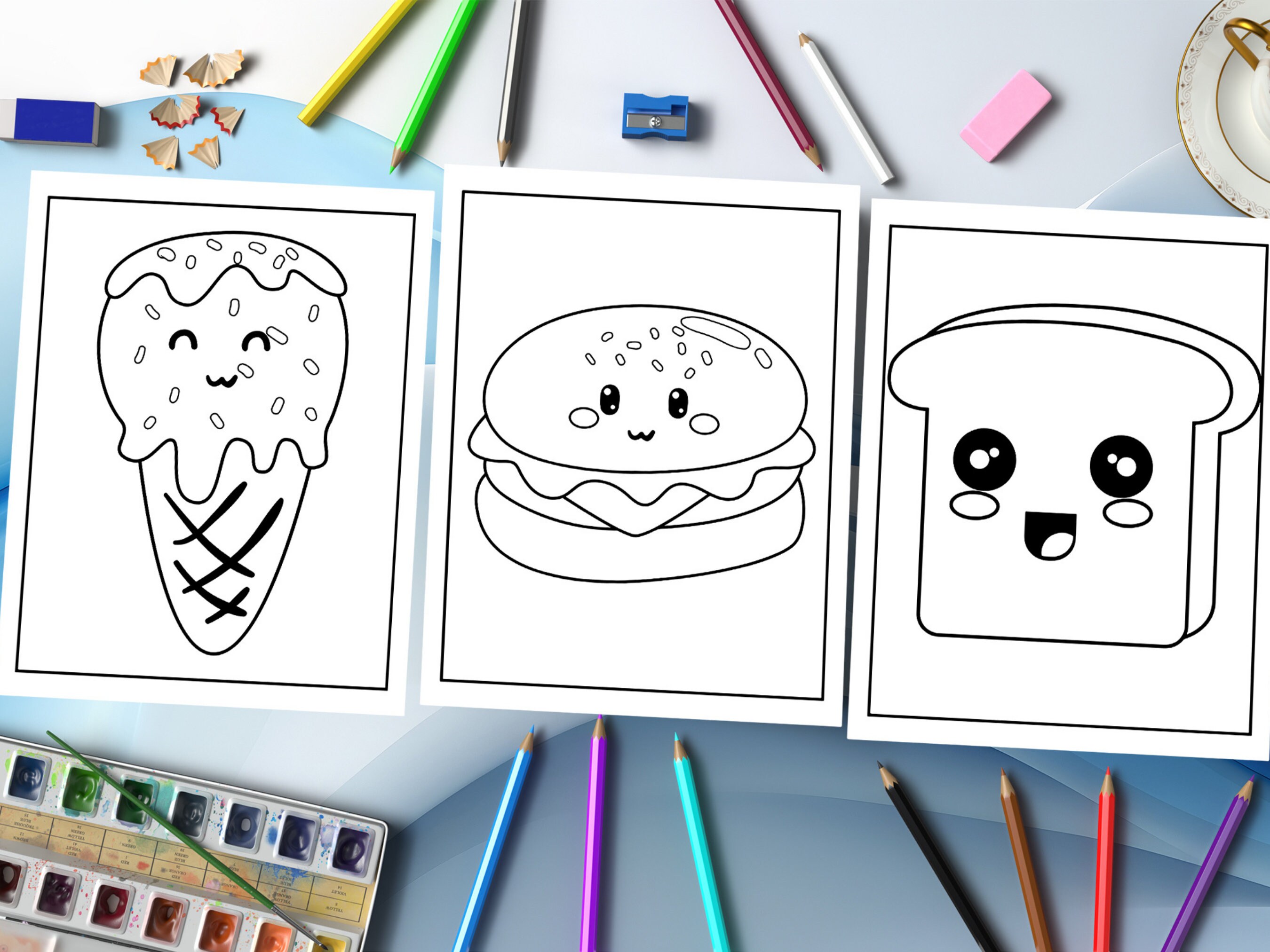 Kawaii Food Coloring Book for Kids: Easy, Fun, and Adorable Kawaii Food ...