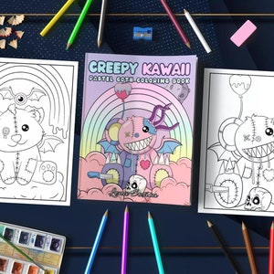 Creepy Kawaii Pastel Goth Coloring Book: Cute Horror Spooky Chibi ...