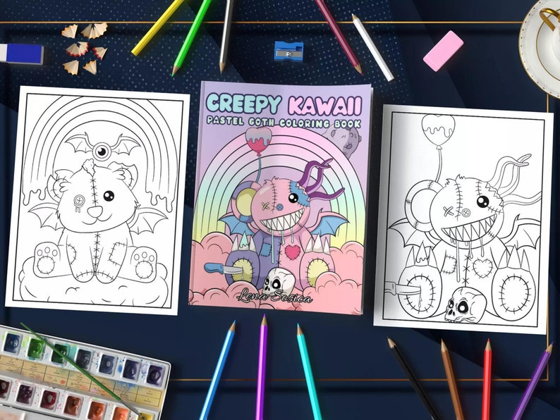 Creepy Kawaii Pastel Goth Coloring Book: Cute Horror Spooky Chibi ...