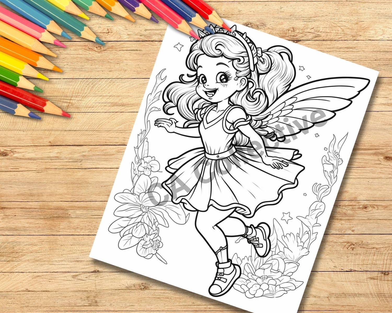 Fairy Fantasy Coloring Page Fairy Coloring Book Adults and - Etsy
