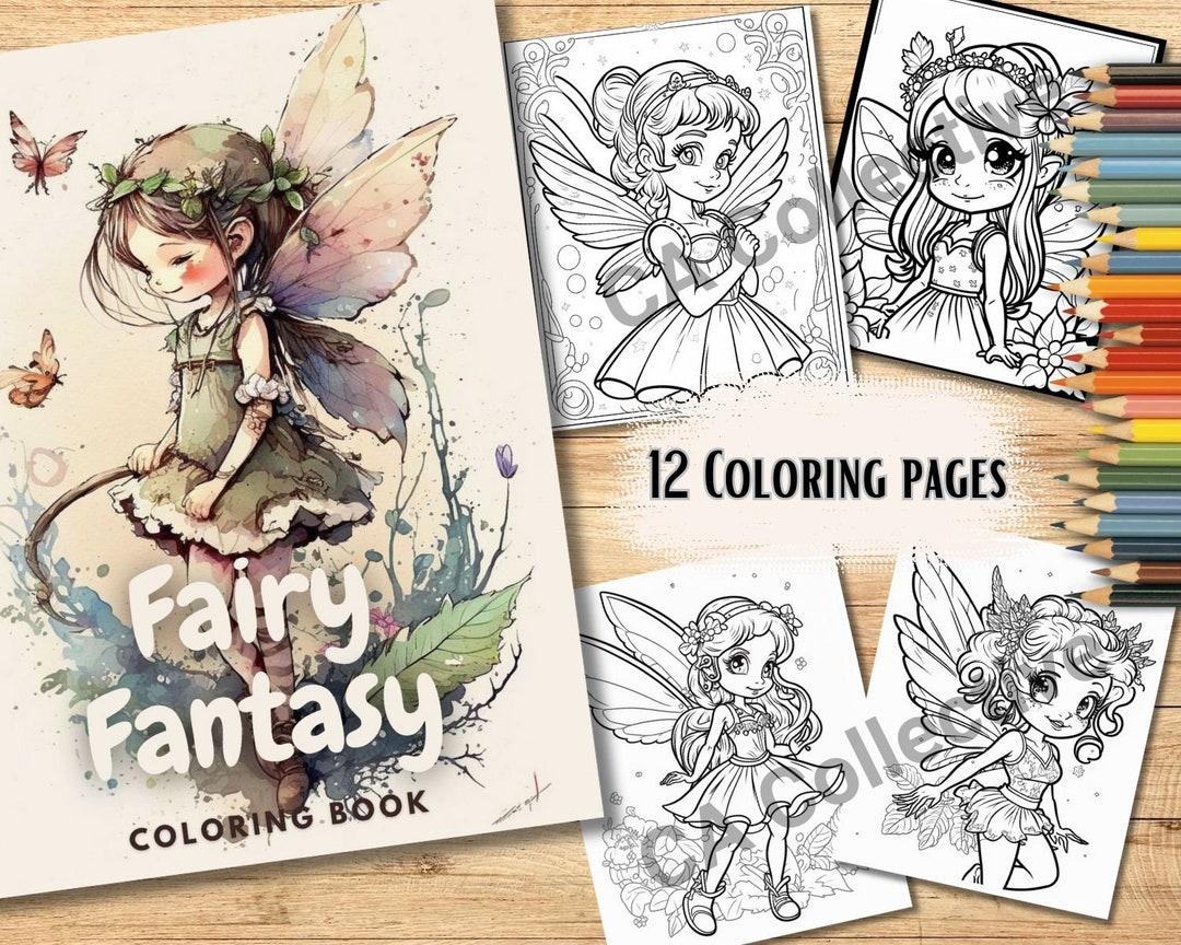 Fairy Fantasy Coloring Page Fairy Coloring Book Adults and - Etsy