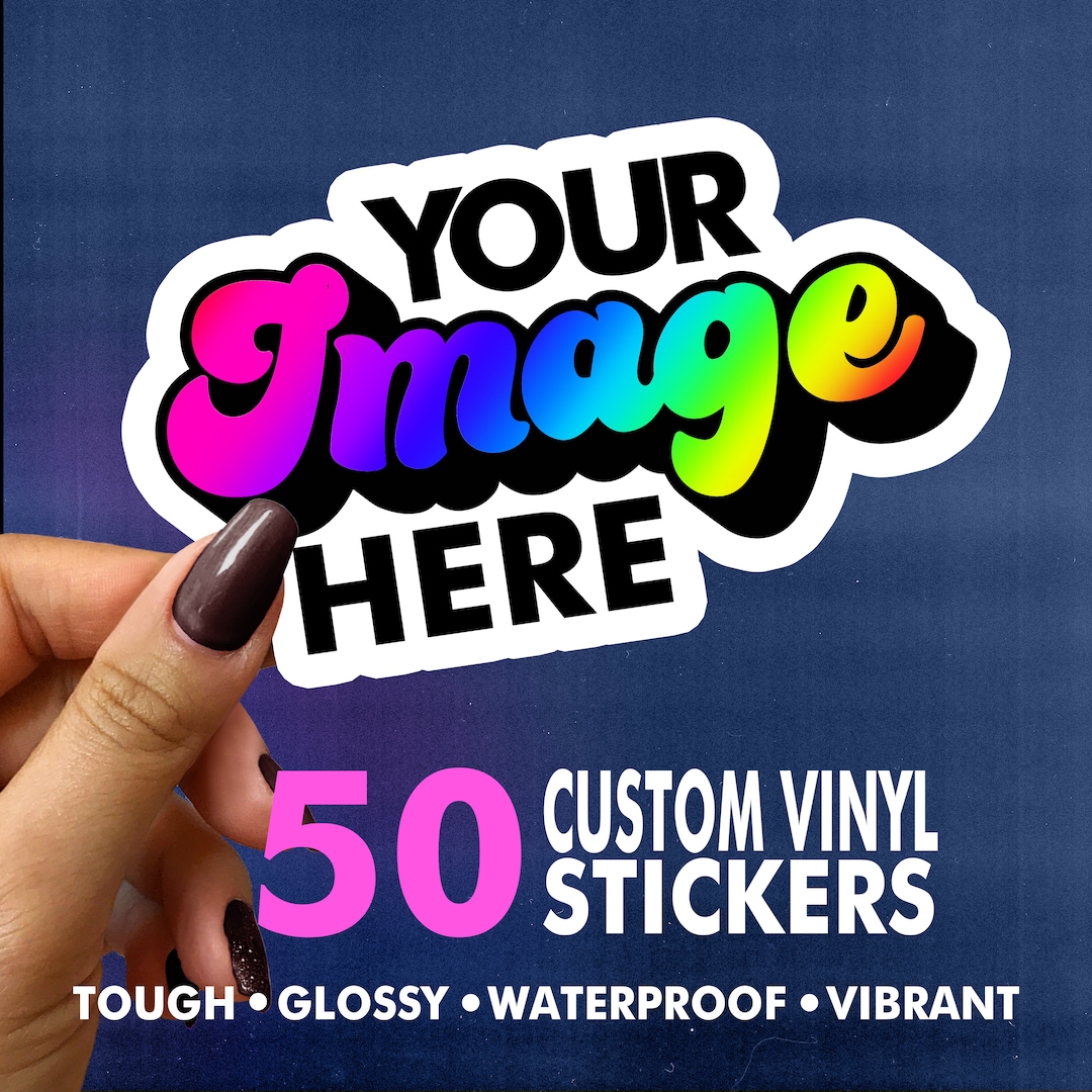 Multi-pack of 50 Custom Vinyl Die Cut Waterproof Stickers/labels for ...