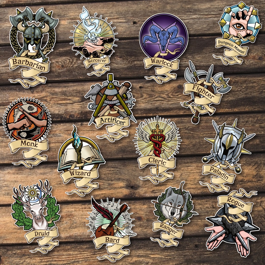 Full Set of 14 Character Class Emblems - Dungeons & Dragons Splash ...