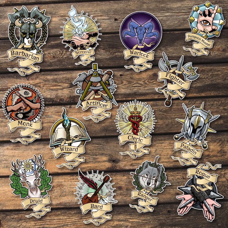 Full Set of 14 Character Class Emblems - Dungeons & Dragons Splash ...