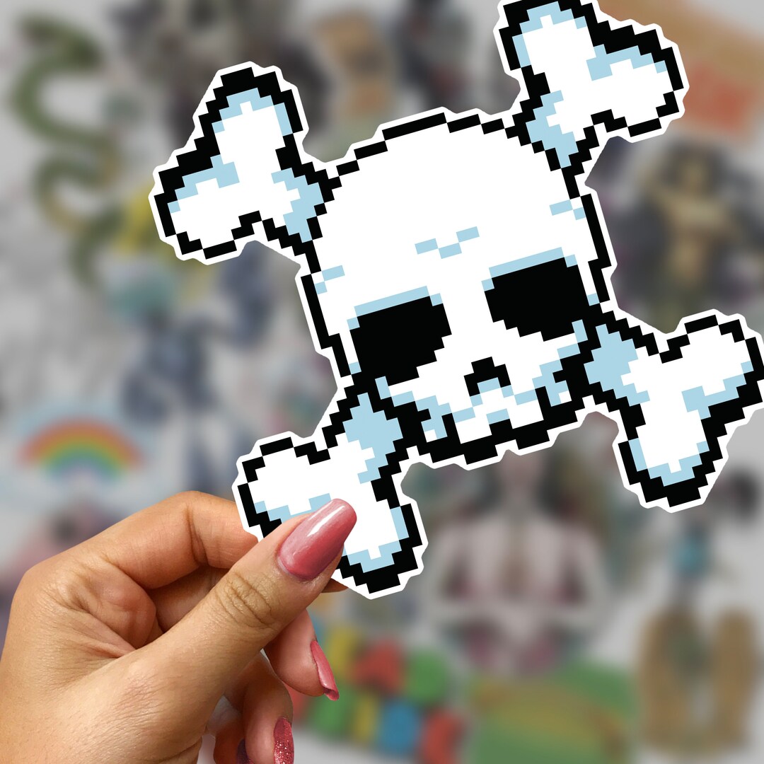 Pixel Skull and Crossbones Sticker for Gamer - Matte Vinyl Sticker ...
