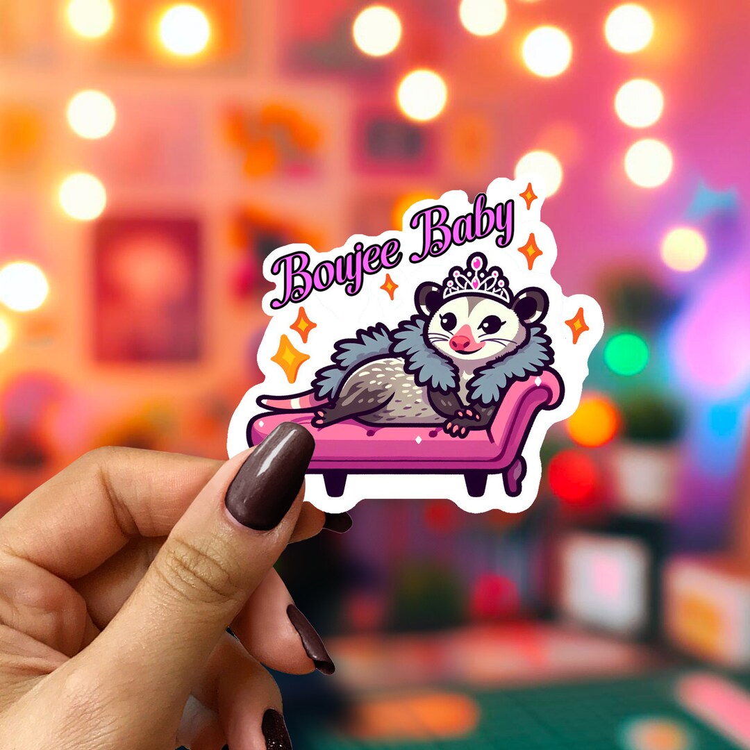 Boujee Baby Possum Waterproof Sticker - Sarcastic Animal Decal - Etsy