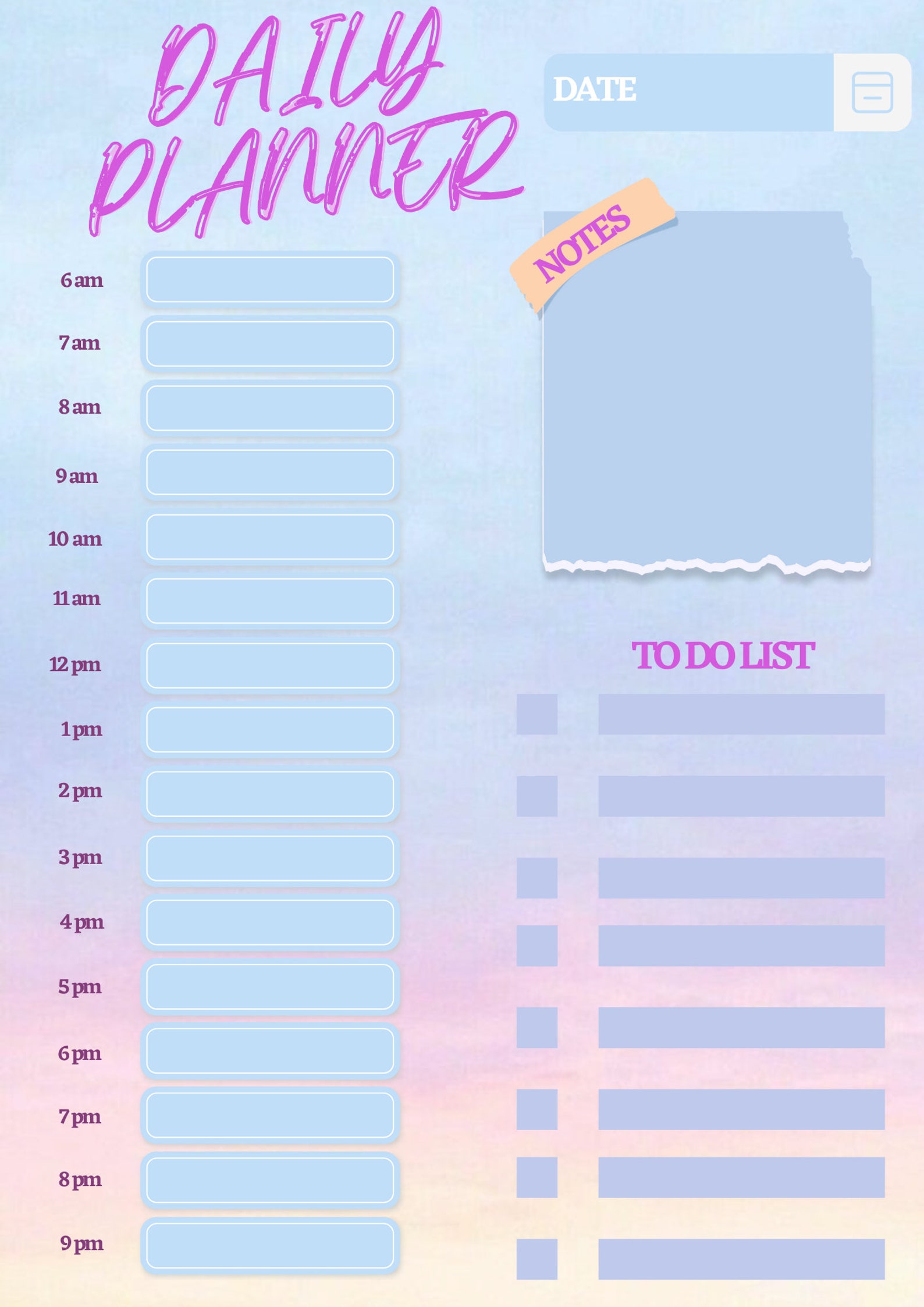 BLUE Printable/digital Daily Planner - Etsy