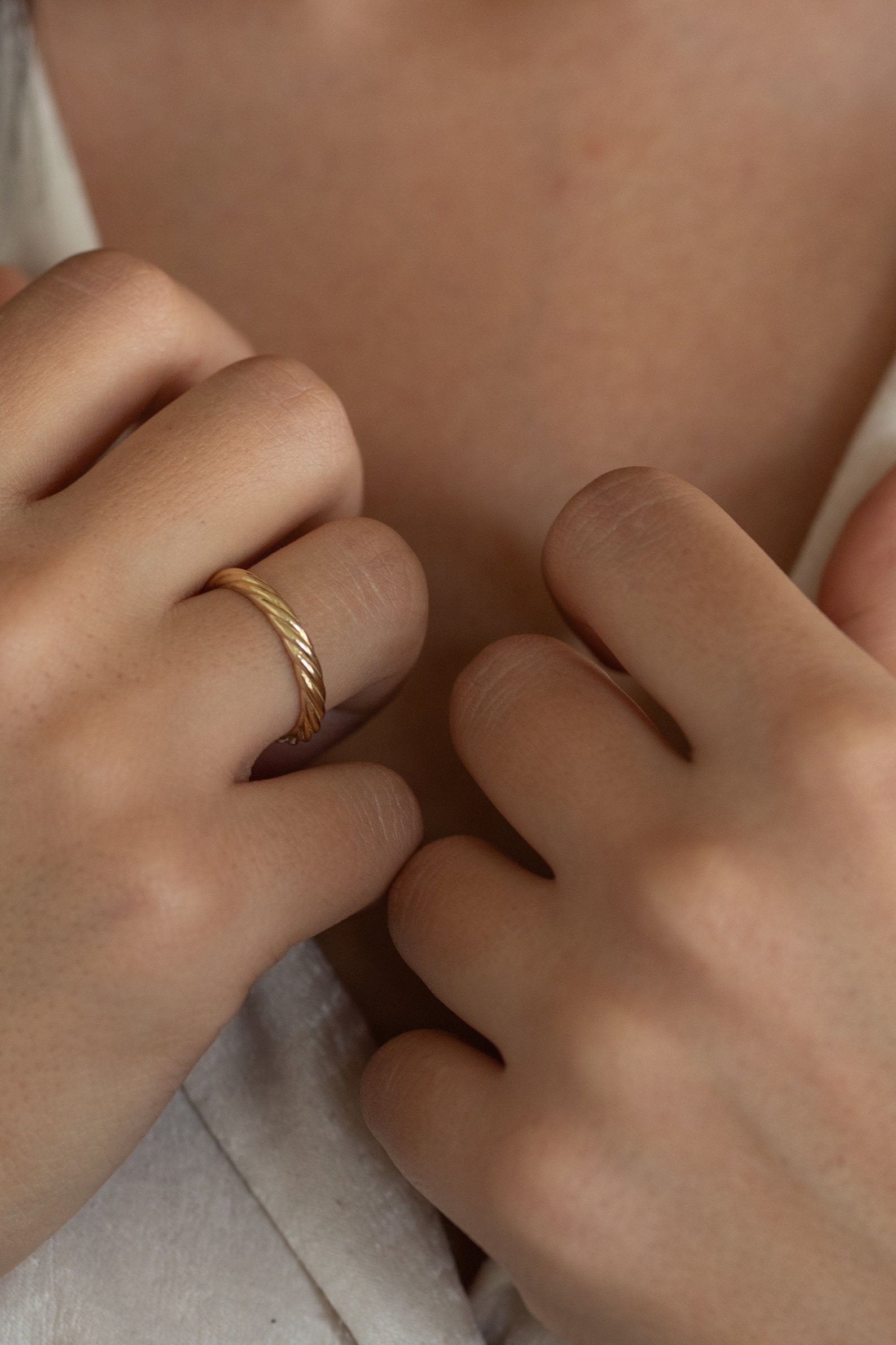 Minimalist Twist Pattern Gold Ring, Thin Auger Ring, Gold Minimalist Handmade Ring, 14K Handmade ...