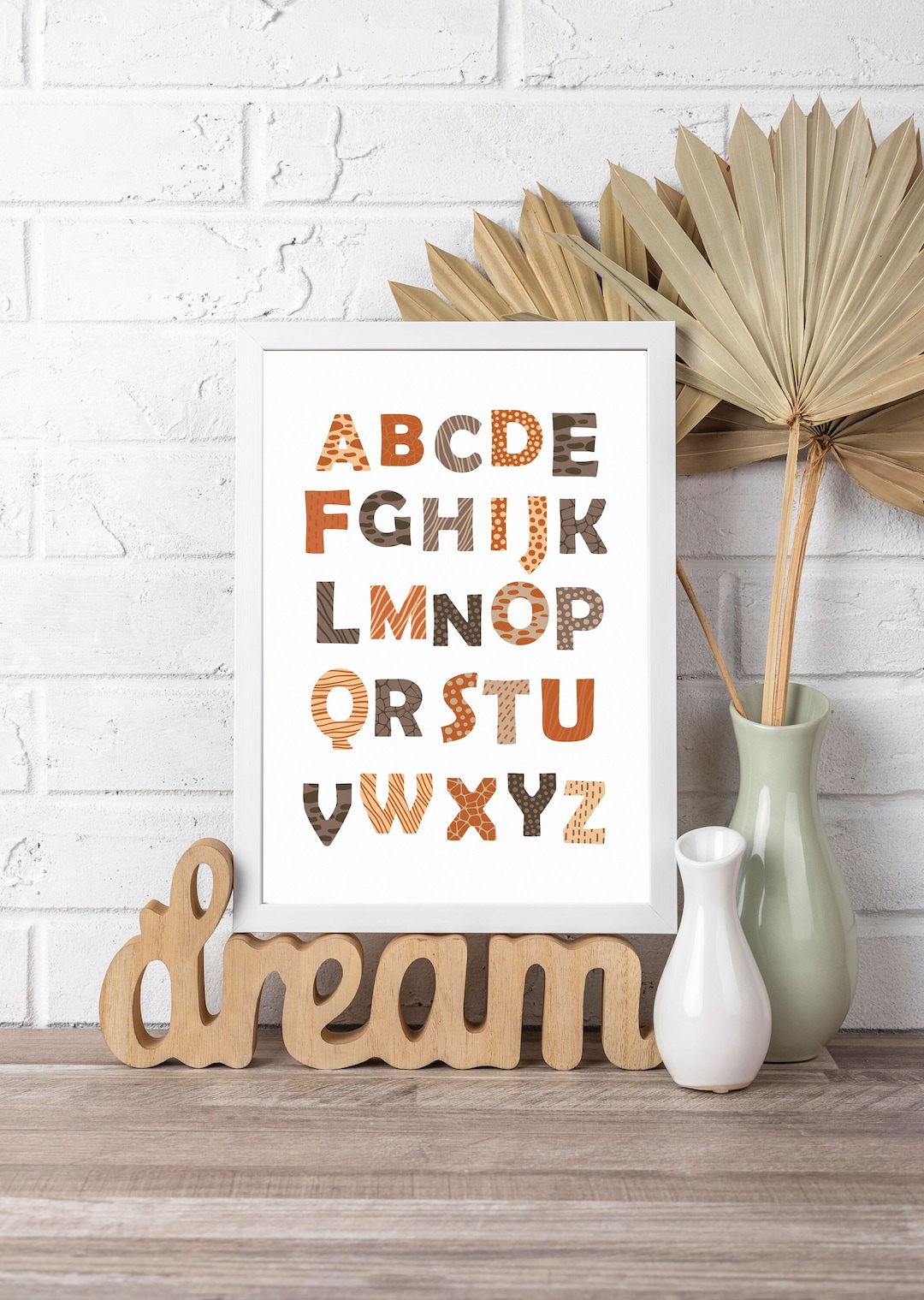 English Alphabet Natural Tones Beige Sand Rust Colors - Etsy