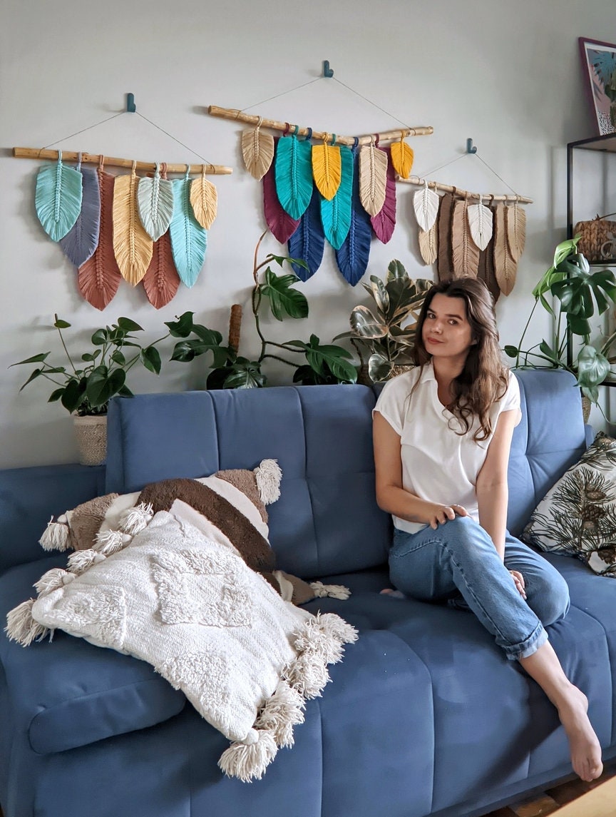 Falling Leaves Macrame Wall Hanging, Nursery Wall Hanging Leaves ...