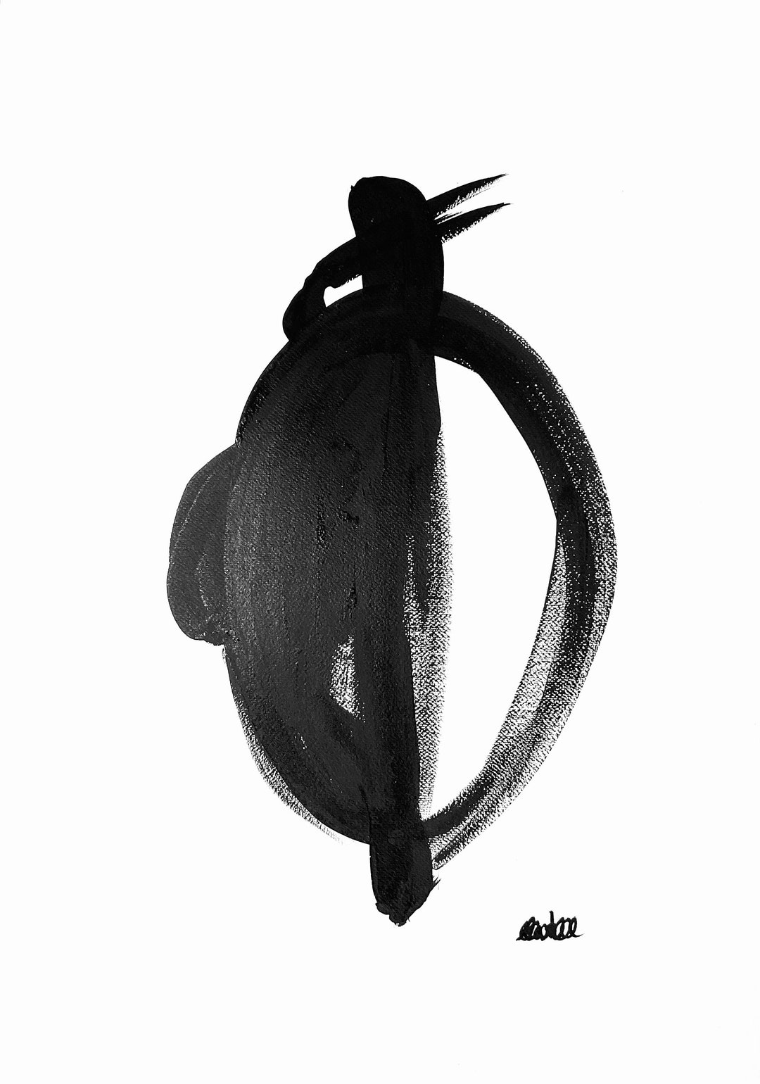 Original ARTIST Drawing, Stylized African baoulé Mask, Black Ink on ...